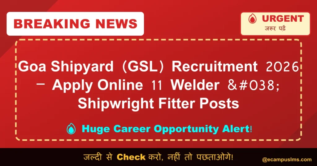 Goa Shipyard (GSL) Recruitment 2026 – Apply Online 11 Welder ...
